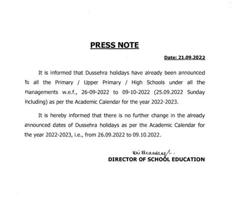 Tsurduteachers Important Announcement On Dassehra Holidays By Dse