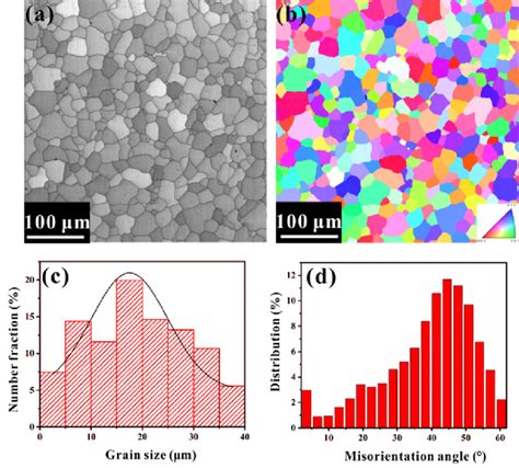 A SEM Image B EBSD Mapping C Grain Size Distribution And D