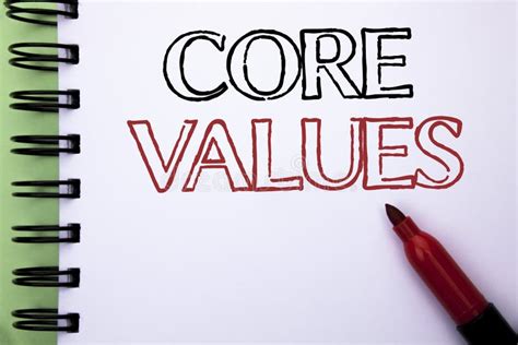 Handwriting Text Core Values Concept Meaning Principles Ethics