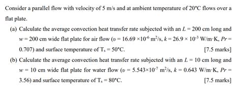 Solved Consider A Parallel Flow With Velocity Of M S And Chegg Com
