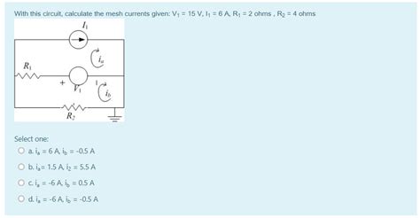 solved with this circuit calculate the mesh currents given