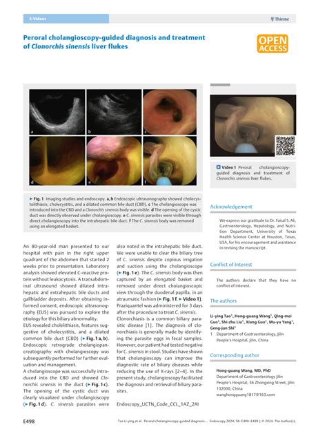 Pdf Peroral Cholangioscopy Guided Diagnosis And Treatment Of