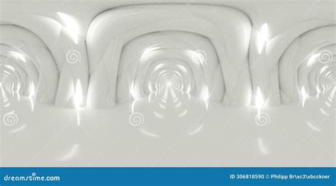 Abstract White Tunnel With Symmetrical Arches Illuminated By Soft Light