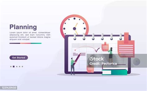 일정 및 계획 개념 개인 학습 계획 수립 비즈니스 시간 계획 이벤트 및 뉴스 미리 알림 및 일정 웹 방문 페이지 배너 모바일 앱에 사용할 수 있습니다 개념에 대한 스톡 벡터