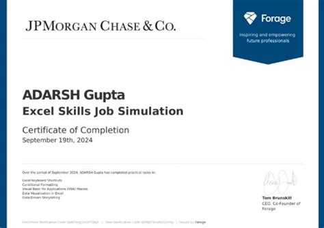 Proud To Have Completed The Excel Course Offered By Jp Morgan Enhancing My Skills In Data