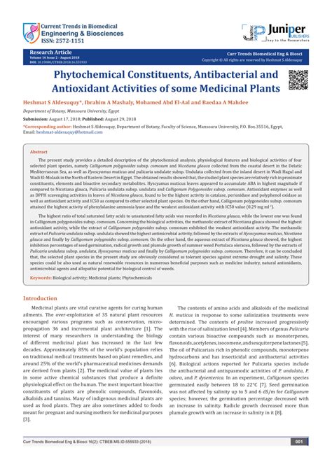 Pdf Phytochemical Constituents Antibacterial And Antioxidant Activities Of Some Medicinal Plants