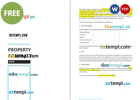 Free Download Property Contract Example Word And Pdf Format Mytempl