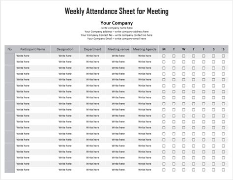 Free Attendance Sheet Templates For Meeting Printable Formats
