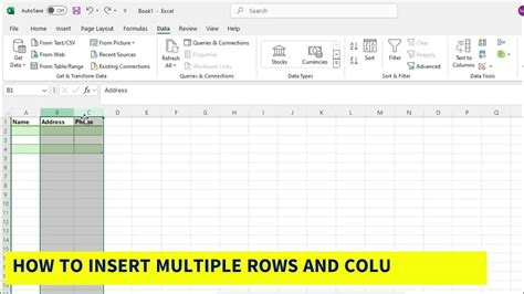 How To Insert Multiple Rows And Columns In Excel Youtube