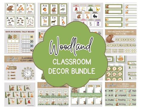 Woodland Classroom Decor Bundle Printable Woodland Decor For Etsy