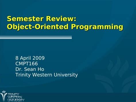 Semester Review Object Oriented Programming