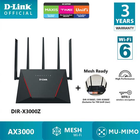 D Link AX3000 WiFi 6 Mesh Gigabit Wireless AX Router Can Mesh With TM Router DIR X1860Z DIR