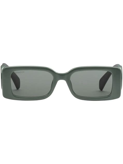 Gucci Rectangular Interlocking G Logo Sunglasses In Grey Modesens
