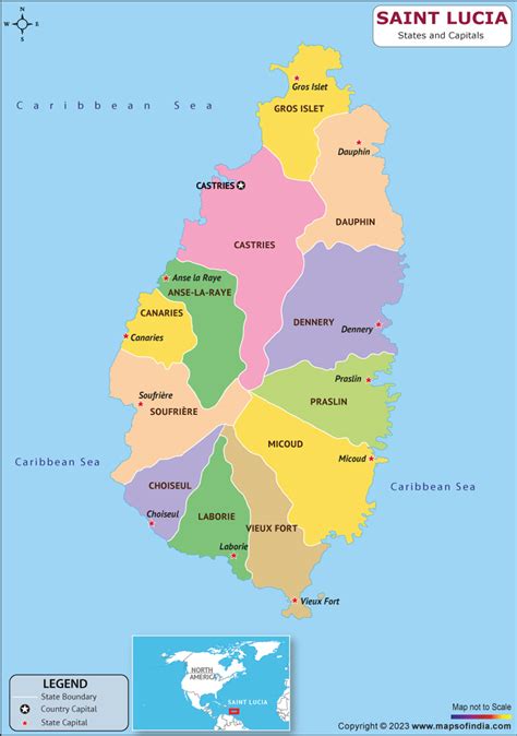 Saint Lucia Districts And Capitals List And Map List Of Districts And