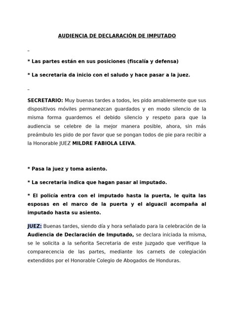 Declaracion De Imputado Caso 1 Pdf Mandato Fiscal