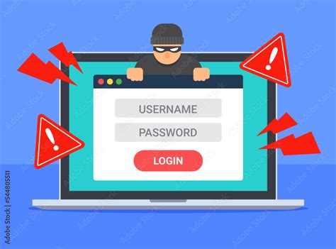 Fake Login Window Browser With Hacker On Laptop Screen Technology