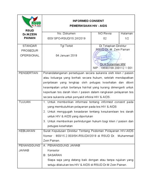 Spo Informed Consent Pemeriksaan Hiv Aids Pdf