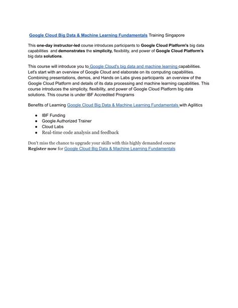 PPT Google Cloud Big Data Machine Learning Fundamentals Training PowerPoint Presentation