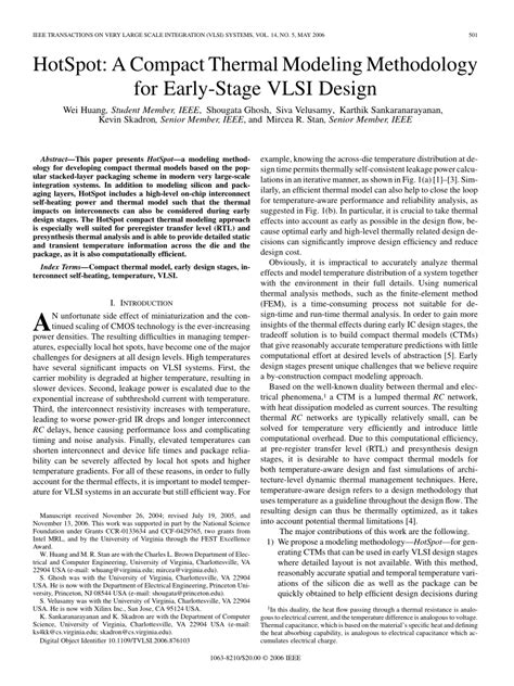 Pdf Hotspot A Compact Thermal Modeling Methodology For Early Stage Vlsi Design
