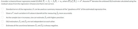 Solved Consider A Classical Linear Regression Model Clrm
