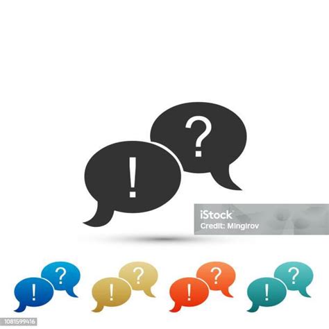 질문과 느낌표 아이콘이 흰색 배경에 고립 음성 거품 컬러 아이콘에 요소를 설정 합니다 평면 디자인입니다 벡터 일러스트 레이 션 0명에 대한 스톡 벡터 아트 및 기타 이미지