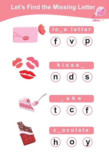 누락된 편지 워크시트 어린이 교육용 게임 유치원용 워크시트 쓰기 연습 프리미엄 벡터