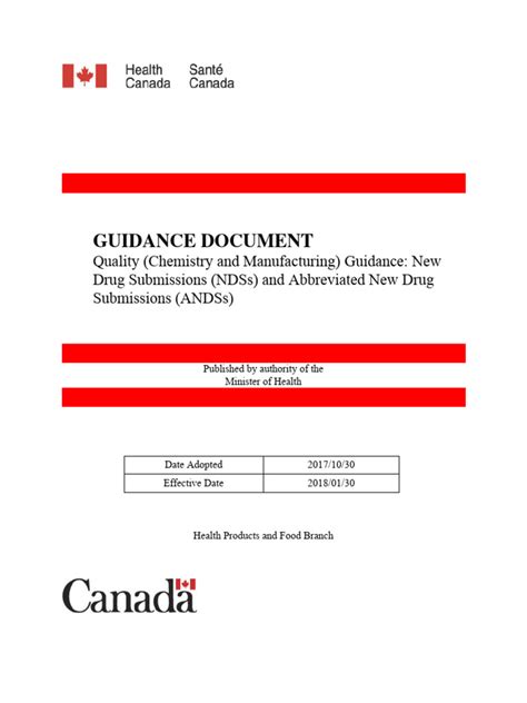 Guidance Document Quality Chemistry Manufacturing Guidance New Drug Submissions Ndss Abbreviated