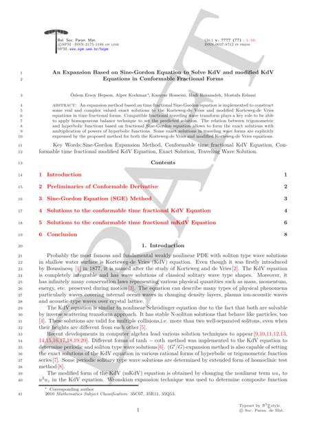 Pdf An Expansion Based On Sine Gordon Equation To Solve Kdv And