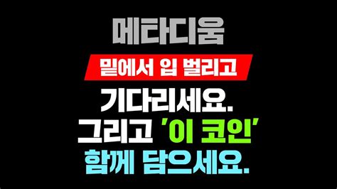 메타디움밑에서 입 벌리고 기다리세요 그리고 이 코인 함께 담으세요 메타디움호재 메타디움급등 메타디움시세 Youtube