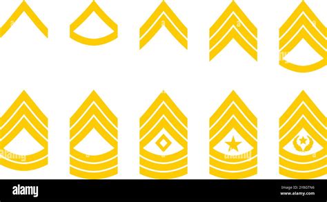 United States Army Rank Badges Symbols Vector Illustrations Military