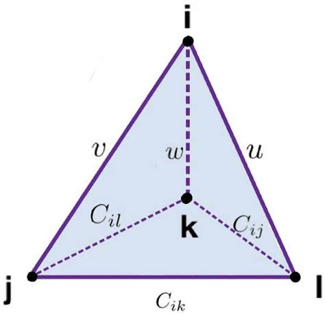 The Concurrence Tetrahedron Of A Four Qubit System U V And W Are The