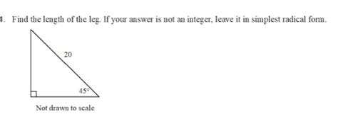Solved 4 Find The Length Of The Leg If Your Answer Is Not An Integer