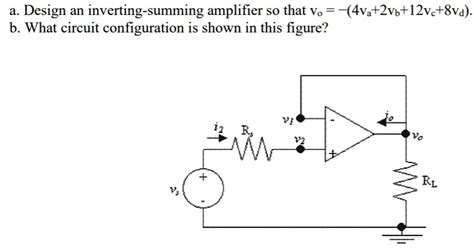 solved design an inverting summing amplifier so that v 4va 2vb