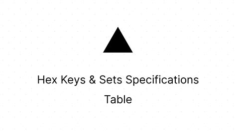 Hex Keys And Sets Specifications Table Eezee