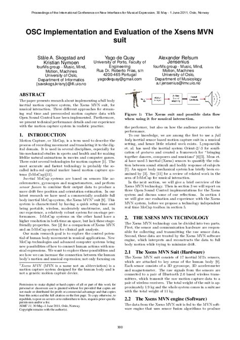 Pdf Osc Implementation And Evaluation Of The Xsens Mvn Suit Alexander R Jensenius