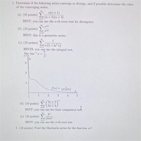 Solved 1 Determine If The Following Series Converge Or
