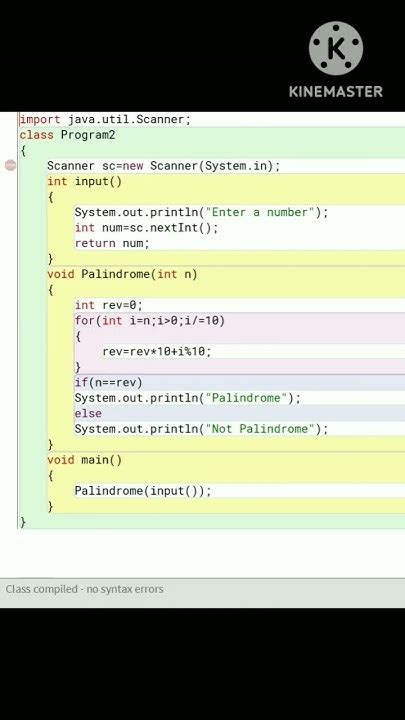 Program To Check Palindrome Number Using Scannerclass 10 Icse Computer Youtube