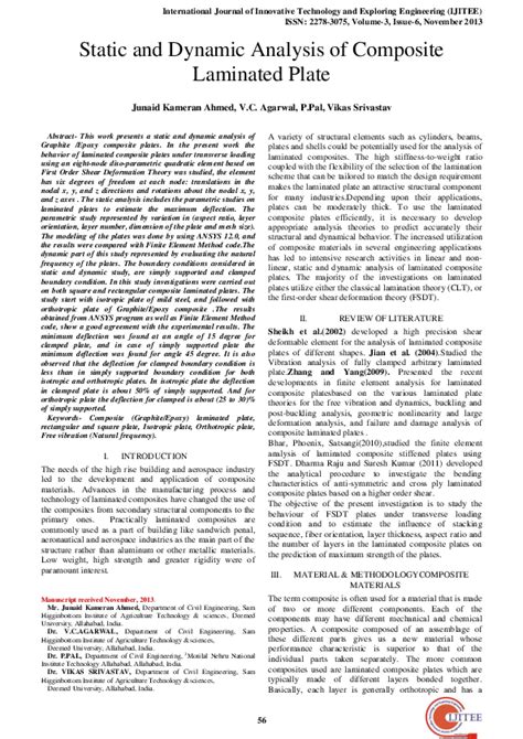 Pdf Static And Dynamic Analysis Of Composite Laminated Plate