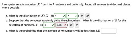 Solved A Computer Selects A Number X From 1 To 7 Randomly