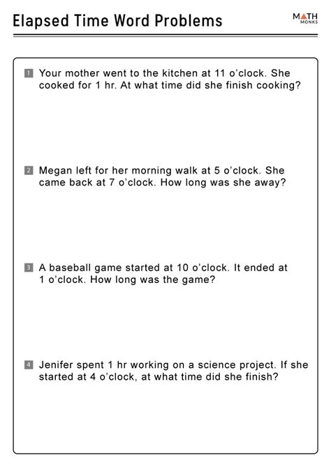 elapsed time worksheets math monks