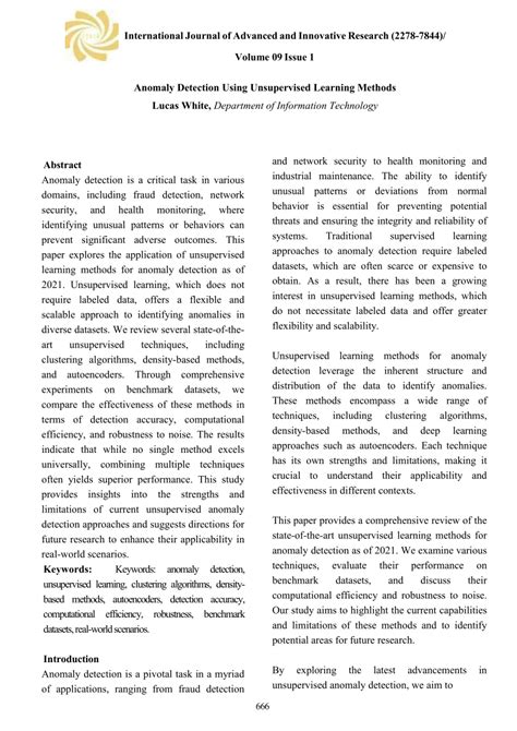 Pdf Anomaly Detection Using Unsupervised Learning Methods