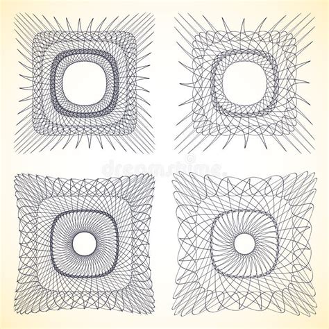 Set Of Geometric Square Elements With Intersecting Lines Stock Vector