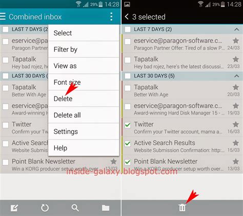 Inside Galaxy Samsung Galaxy S5 How To Delete Email Messages In The Stock Email App In Android