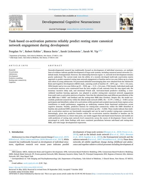 Pdf Task Based Co Activation Patterns Reliably Predict Resting State Canonical Network