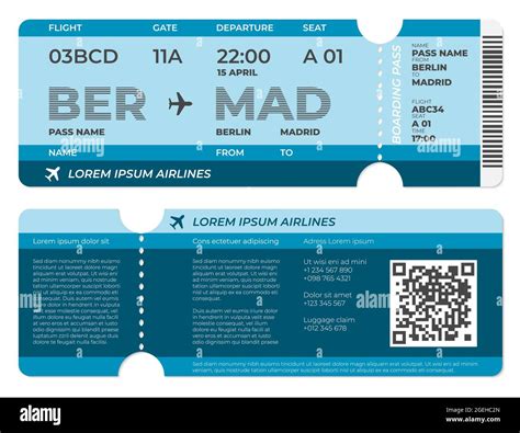 Realistic Boarding Pass Airplane Ticket Template Flight Blank
