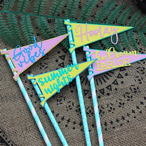 Summer Flags Good Vibes Hooray Metal Cutting Dies Stencils Scrapbooking