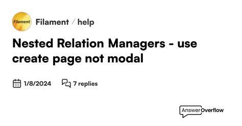 Nested Relation Managers Use Create Page Not Modal Filament