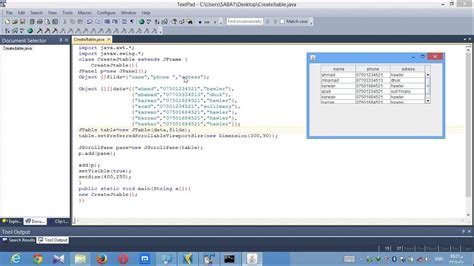 Create Jtable In Java Swing By Kurdish Youtube