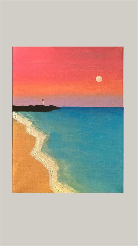 Beach At Sunset Oil Painting