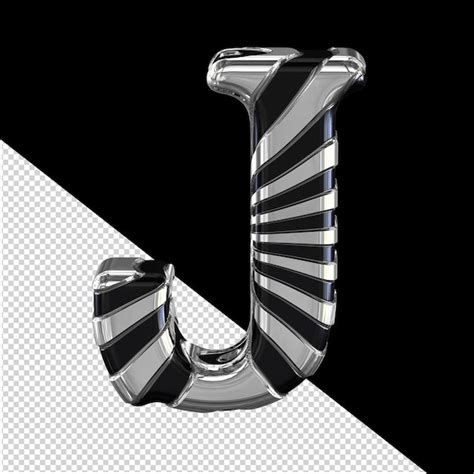 Premium Psd Black Symbol With Thin Silver Straps Letter J